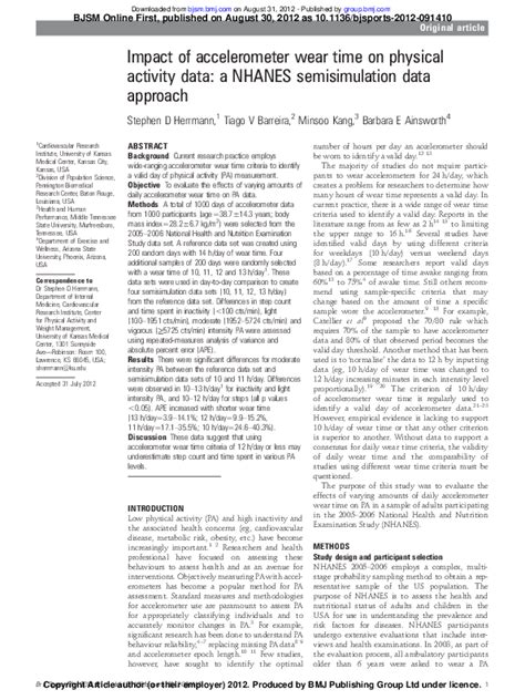 Pdf Impact Of Accelerometer Wear Time On Physical Activity Data A