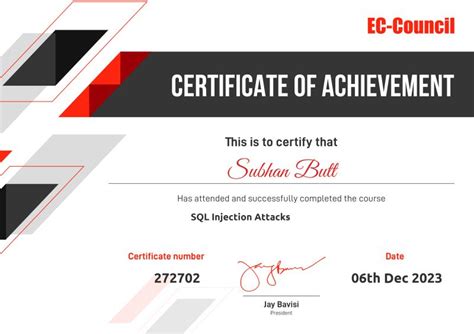 M Subhan Butt On Linkedin Sqlinjection Cybersecurity Eccouncil Continuouslearning Achievement