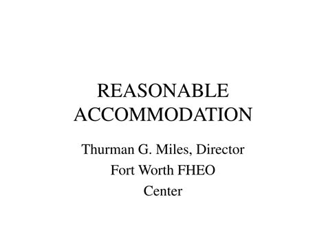 Ppt Reasonable Accommodation In Housing Fha Guidelines Powerpoint