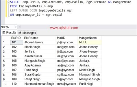Display Employees And Their Manger Name In Sql Sql Bi Tutorials