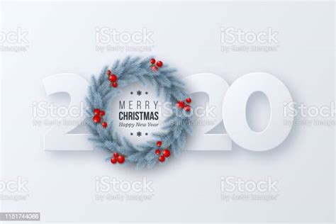 2020 3d 전나무 나무 화 환으로 새 해 기호입니다 숫자에 대한 스톡 벡터 아트 및 기타 이미지 숫자 크리스마스 2020년 Istock