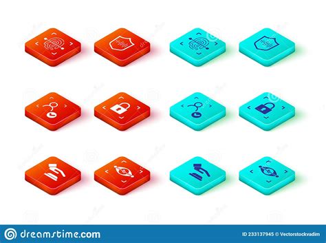Set Palm Print Recognition Eye Scan Face Fingerprint With Lock Shield Voice And Icon Vector