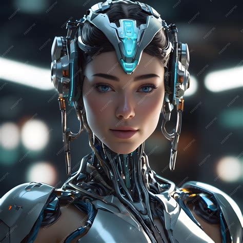 Premium Photo A Beautiful Young Futuristic Female Cyborg