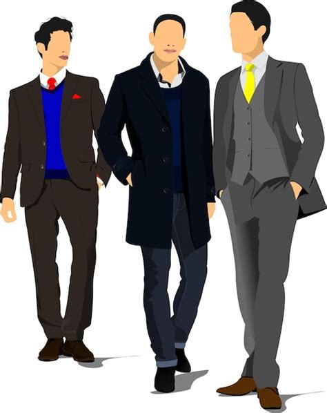Trois Jeunes Beaux Hommes Businessmanvector Illustration Vecteur Premium