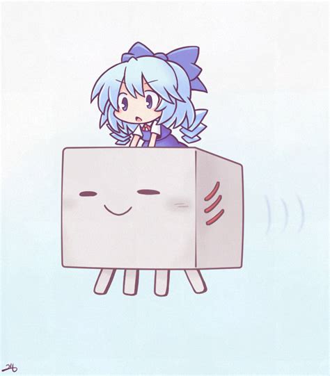 216 Cirno Ghast Happy Ghast Minecraft Touhou Commentary Request 1girl Artist Name Blue