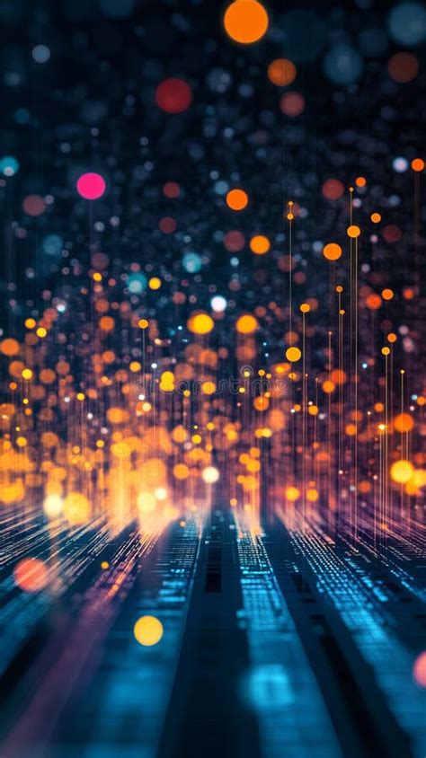 Dynamic Glowing Abstract Technology Network With Wired Digital Connections Stock Illustration