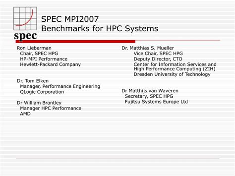 Ppt Spec Mpi2007 Benchmarks For Hpc Systems Powerpoint Presentation