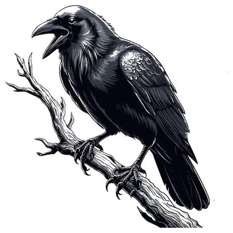 Haunting Scary Crow Vector Art Illustration For Halloween Premium Ai
