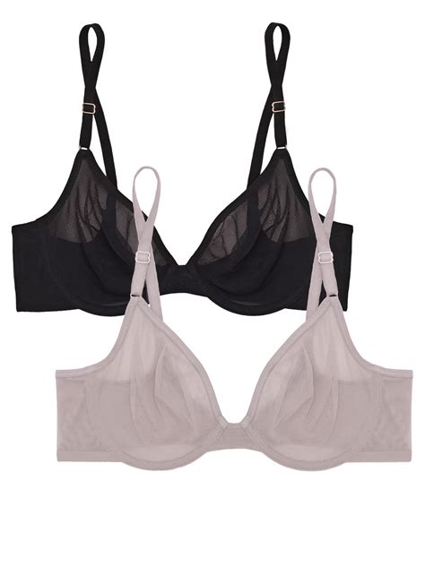 Smart And Sexy Womens Sheer Mesh Demi Underwire Bra Black Huebark Size
