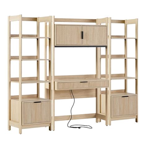 Desk With Bookcases Walker Edison 3 Piece Hutch Desk Set Black