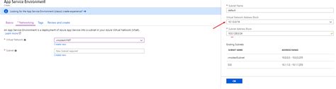 Azure Create App Service Environment Subnet Address Space Issue