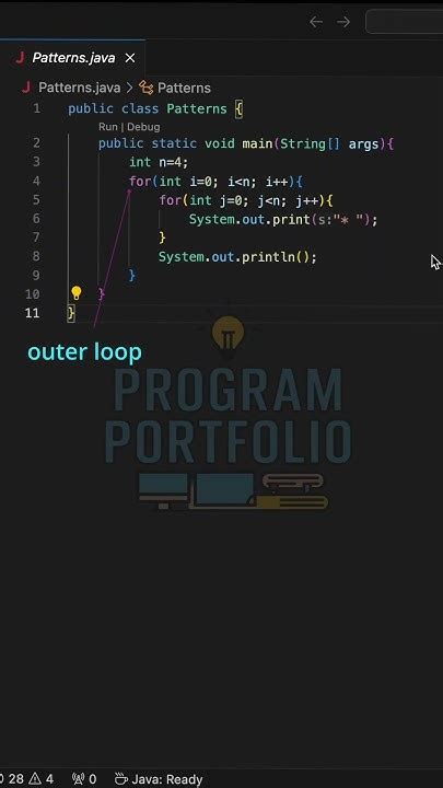Day 1 Print Square Pattern Patterns Java Programportfolio Youtube