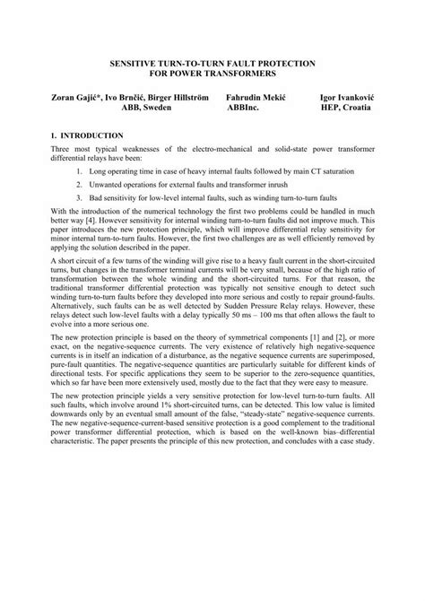 Pdf Turn To Turn Fault For Transformer Dokumentips