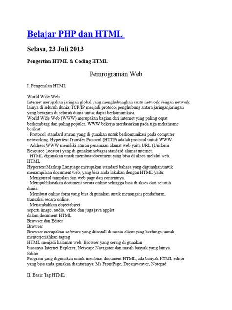 Belajar Php Dan Html Lengkap Pdf
