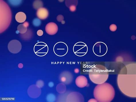 새해 복 많은 새해 2021 로고 텍스트 디자인 숫자로 최신 미니멀 한 텍스트를 벡터 컨셉 디자인 흐림 보켄 빛 눈부심 효과 별