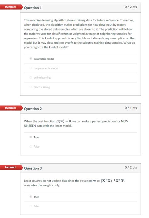 Solved This Machine Learning Algorithm Stores Training Data Chegg
