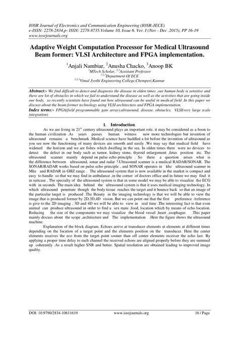 PDF Adaptive Weight Computation Processor For Medical Ultrasound Beam