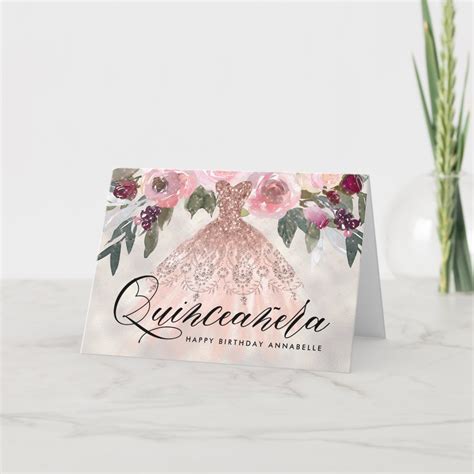 Trendy Floral Quinceañera Birthday Card Zazzle
