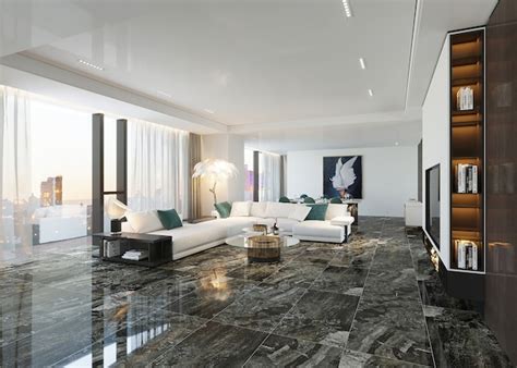 Premium Photo Modern Living Room With Sofa And Black Seramic Floor Design