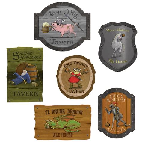 144 Pieces Medieval Tavern Sign Cutouts Hanging Decorations And Cut Out