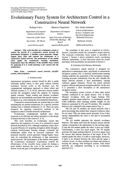 Pdf Evolutionary Fuzzy System For Architecture Control In A