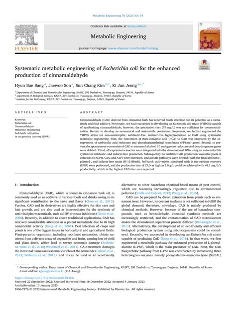 Pdf Systematic Metabolic Engineering Of Escherichia Coli For The Enhanced Production Of