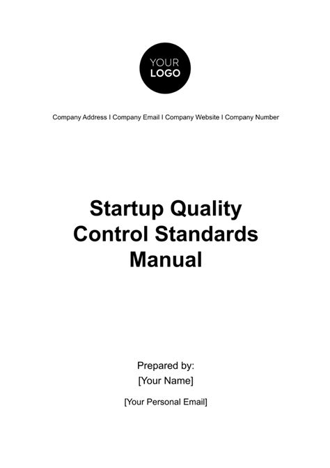 Free Startup Quality Control Standards Manual Template To Edit Online
