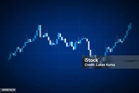 파란색 배경에 파란색 촛대 차트 거래 그래픽 디자인 개념 금융 주식 시장 암호 화폐 그래프 벡터 일러스트 레이션 차트에 대한