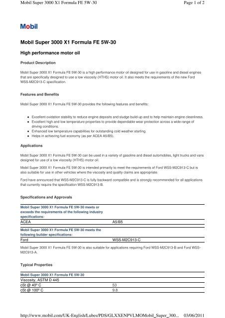 Mobil Super 3000 X1 Formula FE 5W-30 - Opie Oils