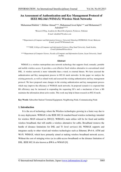 Pdf An Assessment Of Authentication And Key Management Protocol Of Ieee 80216d Wimax
