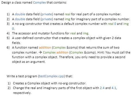 Solved Design A Class Named Complex That Contains A Chegg