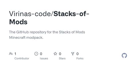 Github Virinas Codestacks Of Mods The Github Repository For The Stacks Of Mods Minecraft
