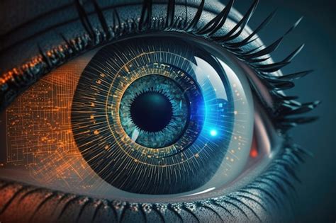 Premium Ai Image Biometric Eye Retina Scan Concept Close Up Of Eye