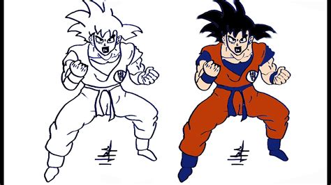 رسم غوكو من انمي دراجون بول بطريقة سهله تعليم رسم الانمي Youtube