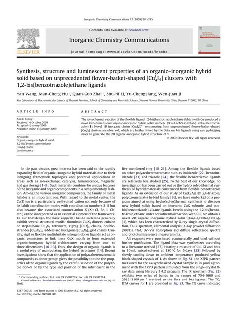 Pdf Synthesis Structure And Luminescent Properties Of An Organic