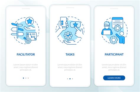 Structure Of Usability Test Session Blue Onboarding Mobile App Screen