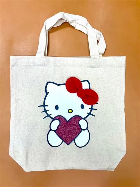 Hello Kitty Glitter Canvas Tote Bag Holiday T For Daughter Girl For