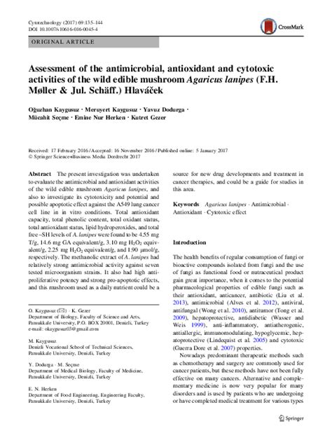 Pdf Assessment Of The Antimicrobial Antioxidant And Cytotoxic Activities Of The Wild Edible