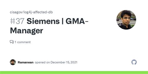 siemens gma manager · issue 37 · cisagov log4j affected db · github