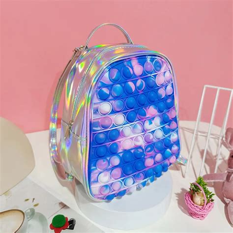 Rainbow Tie Dyed Fidget Toy Backpacks Stress Silicone Zipper Pops Push