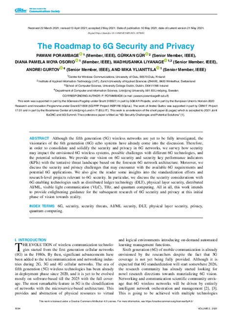 Pdf The Roadmap To 6g Security And Privacy