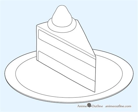 How To Draw A Slice Of Cake Step By Step AnimeOutline