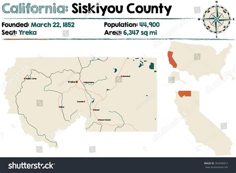 Large Detailed Map Siskiyou County California Stock Vector Royalty