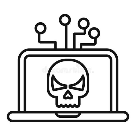 Hacker Attacking Laptop With Skull On Screen Stock Illustration Illustration Of Screen