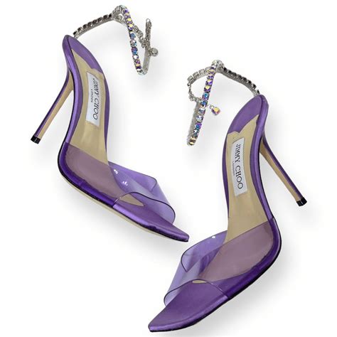 Jimmy Choo Saeda 100 Embellished Crystal Pvc Sandals Gem