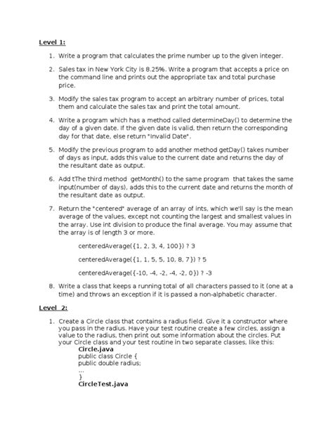 Java Exercises Set1 Pdf Method Computer Programming Numbers