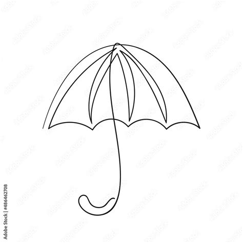 Umbrella Line Drawing Continuous Thin Line Single Line Art Simple