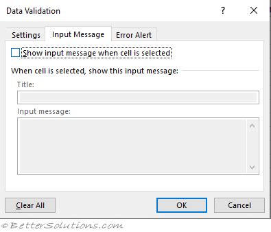 Excel Formulas Data Validation Error