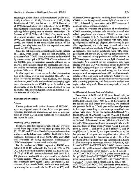 Characterization Of Nine Novel Mutations In The Cd40 Ligand Gene In