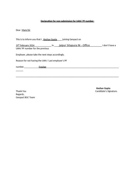 Pf Declaration Form Pdf